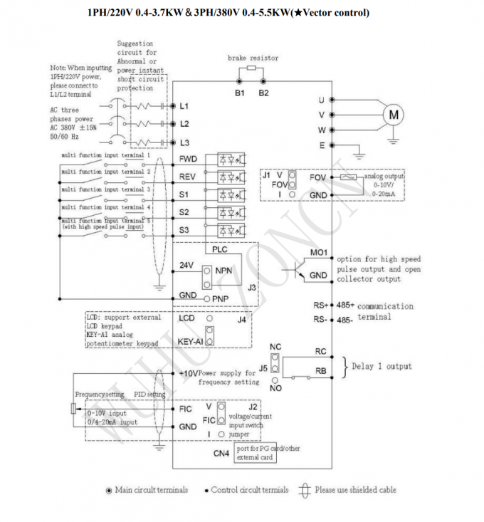 2.2kw 400v Low Voltage Inverter Close Loop Simple PLC function